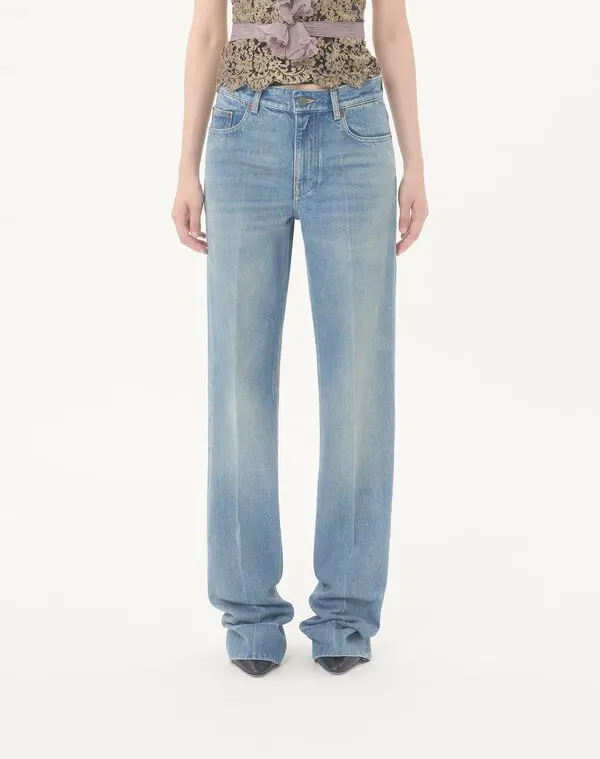 Valentino Garavani Logo Patch Straight Leg Jeans