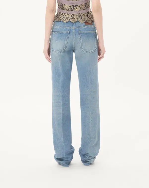 Valentino Garavani Logo Patch Straight Leg Jeans