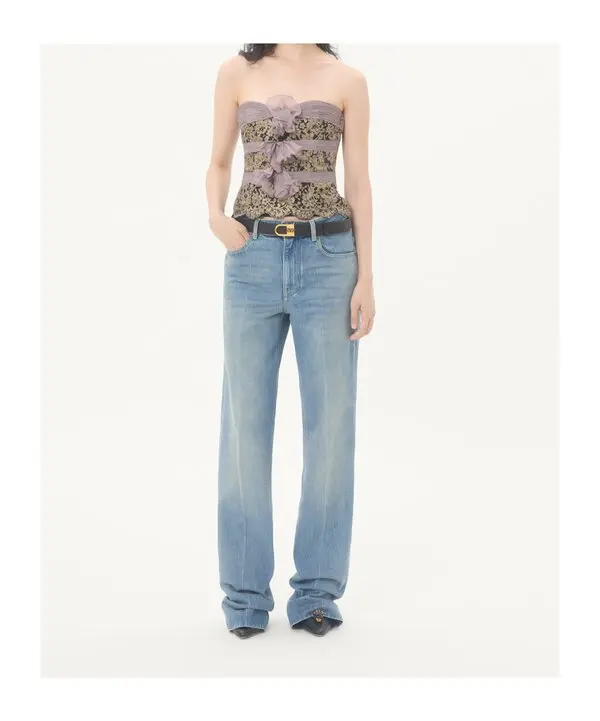 Valentino Garavani Logo Patch Straight Leg Jeans