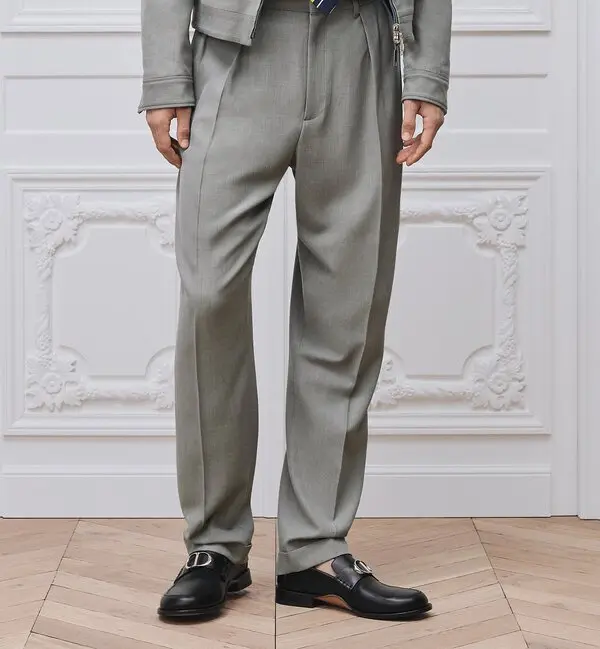 Dior Pleated Tapered Virgin Wool Twill Pants