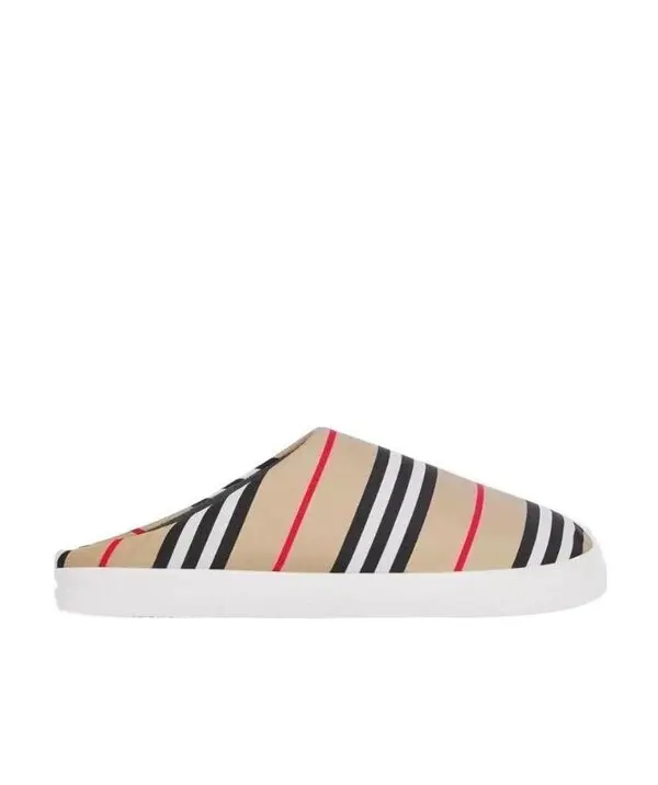 Burberry Icon Stripe Backless Slippers - White