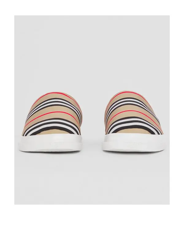 Burberry Icon Stripe Backless Slippers - White