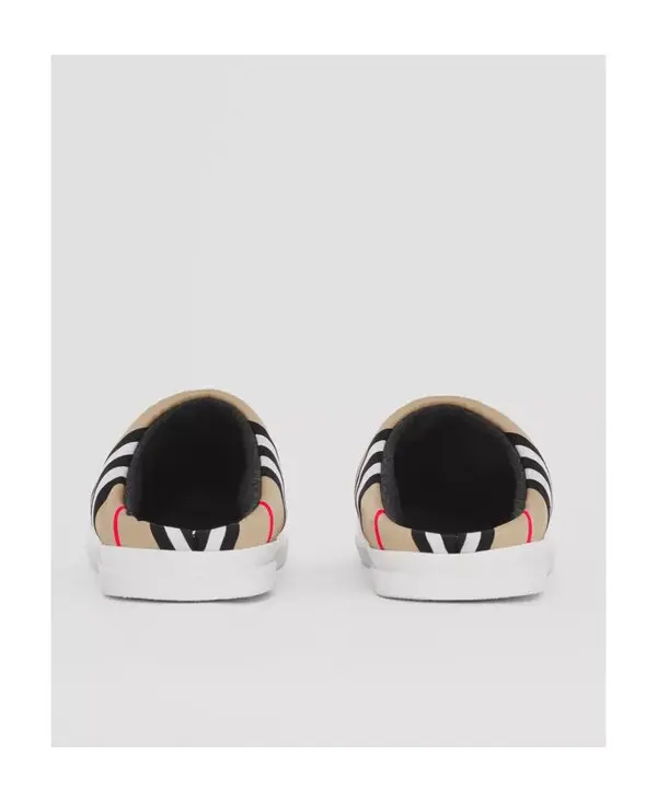 Burberry Icon Stripe Backless Slippers - White