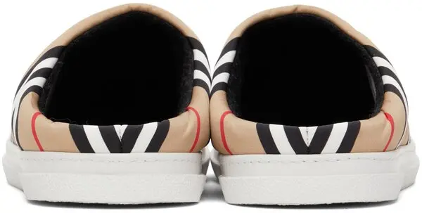 Burberry Icon Stripe Backless Slippers - White