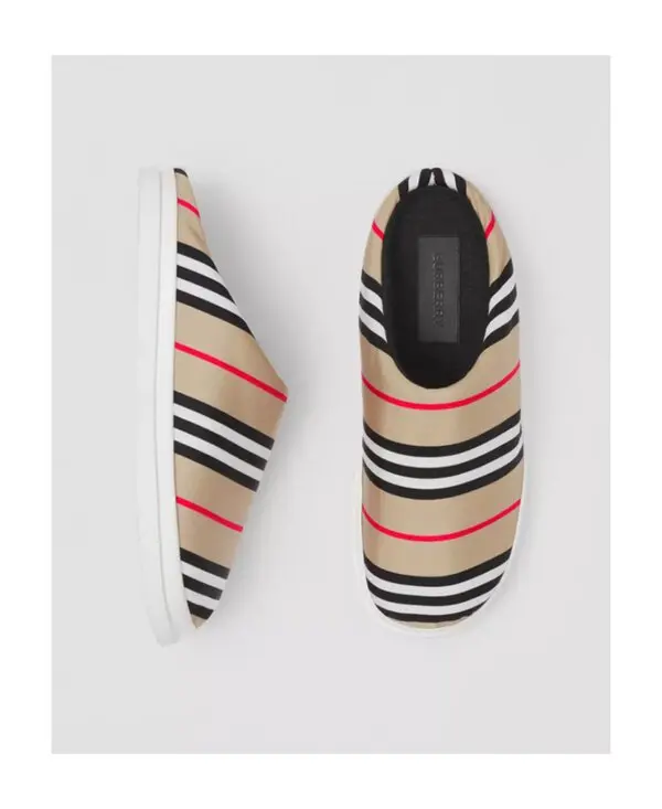 Burberry Icon Stripe Backless Slippers - White