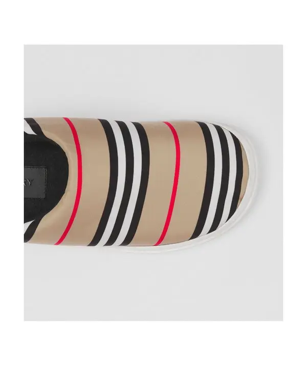 Burberry Icon Stripe Backless Slippers - White