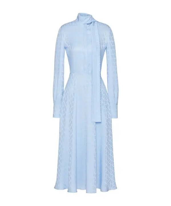 Valentino Garavani Toile Iconographe Long-sleeved Dress - Blue