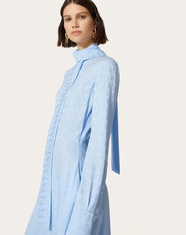 Valentino Garavani Toile Iconographe Long-sleeved Dress - Blue