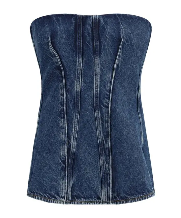 AGOLDE Lara Strapless Denim Top - Blue