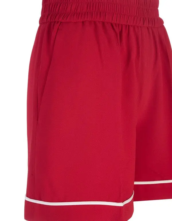 Red Valentino Valentino High Waist Contrasting Trim Shorts - Red