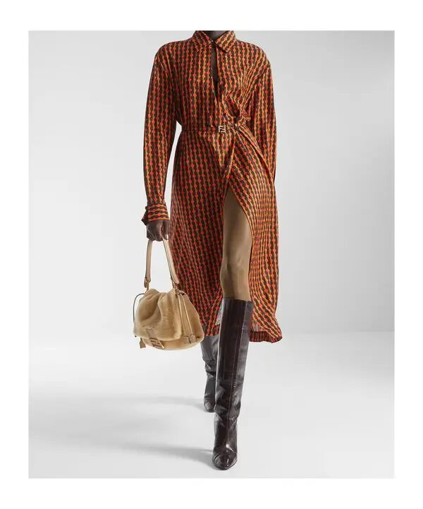 Fendi Geometric Polka Dot Silk Jacquard Dress