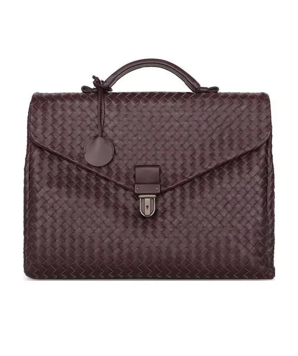 Bottega Veneta Intrecciato Weaving Briefcase - Brown