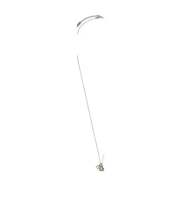 Saint Laurent Logo Charm Necklace - White