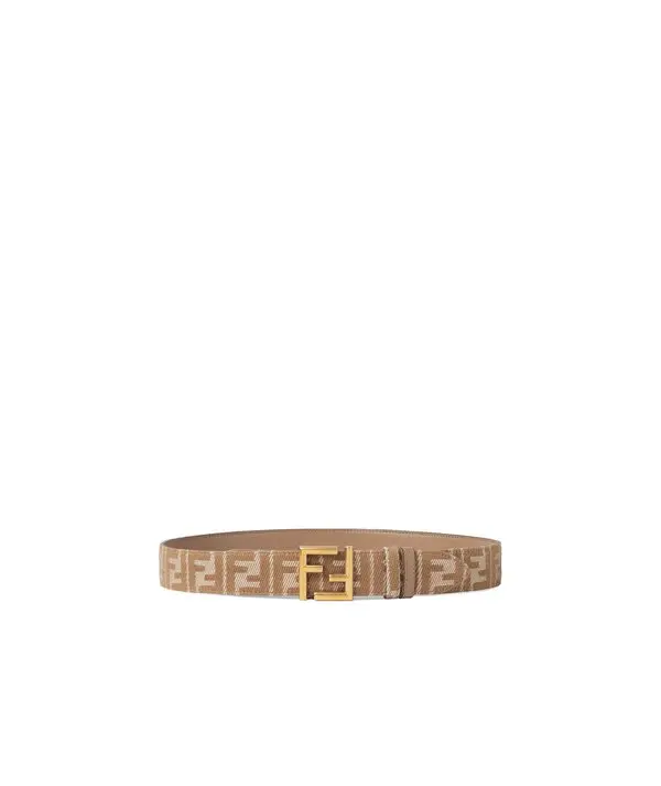 Fendi Ff Jacquard Buckle Reversible Belt - Beige