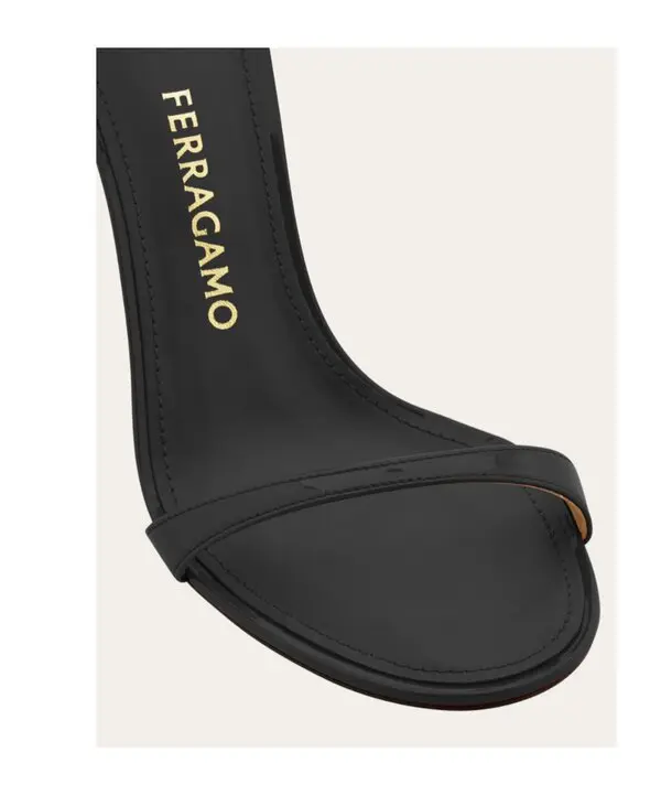 FERRAGAMO Stiletto Sandals With Adjustable Ankle Strap - Black