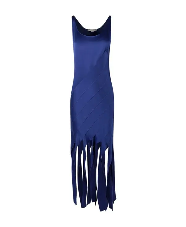Stella McCartney Sleeveless Fringed Hem Dress - Blue