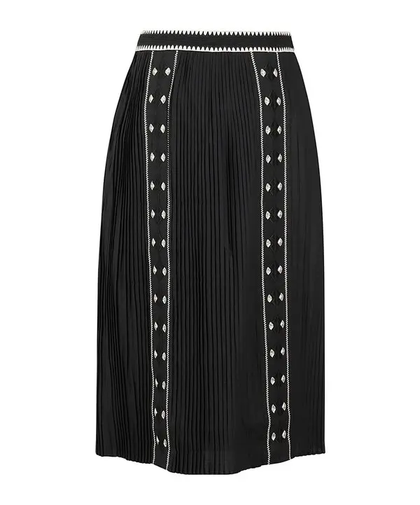 Ulla Johnson Embroidered Pleated Midi Skirt