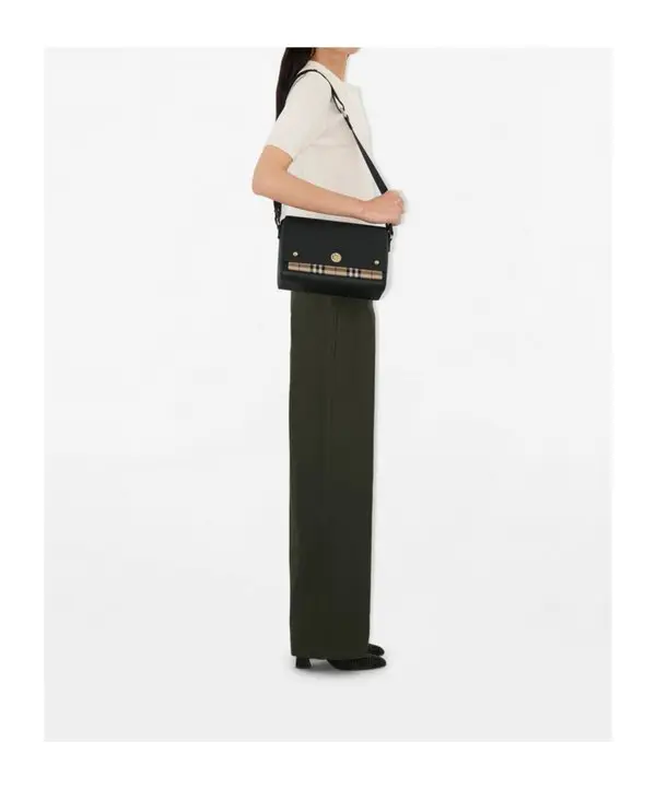 Burberry Note Checked Shoulder Bag - Black