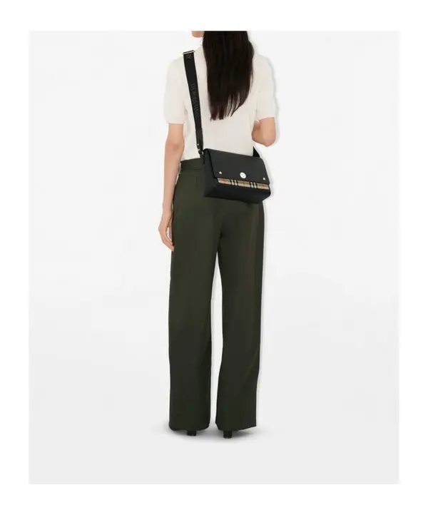 Burberry Note Checked Shoulder Bag - Black