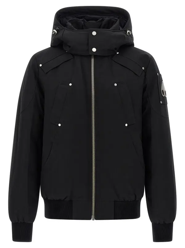 Moose Knuckles Hooded Down Jacket With Logo Detailing - Black