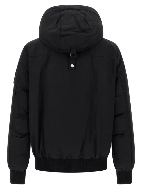 Moose Knuckles Hooded Down Jacket With Logo Detailing - Black