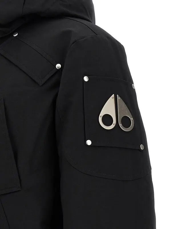 Moose Knuckles Hooded Down Jacket With Logo Detailing - Black