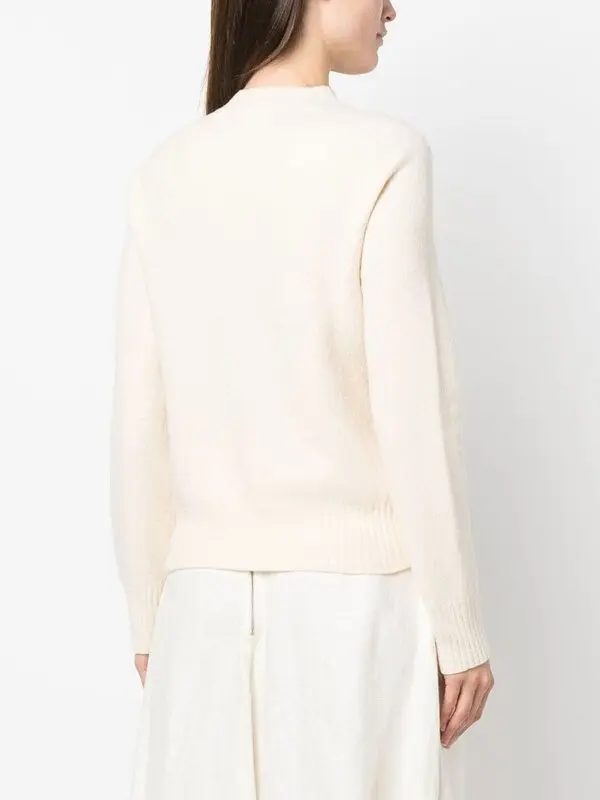 JIL SANDER Crew Neck Sweater With Rib Details - White