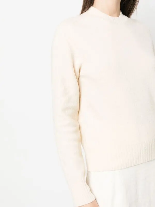 JIL SANDER Crew Neck Sweater With Rib Details - White