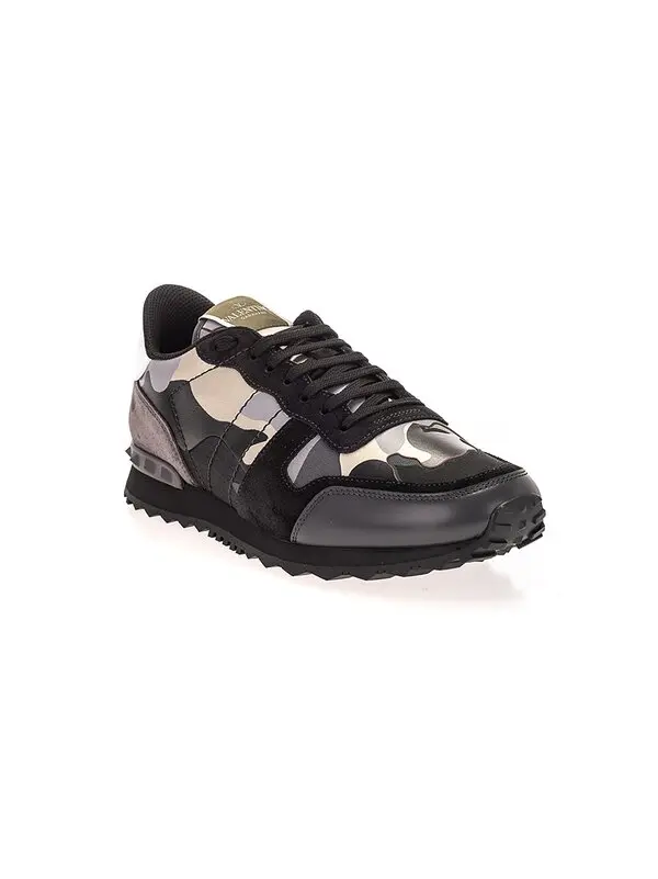 Valentino Garavani Rockrunner Camouflage Sneakers - Black