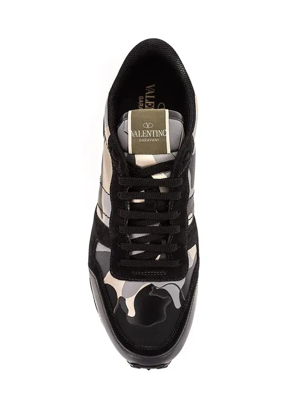 Valentino Garavani Rockrunner Camouflage Sneakers - Black