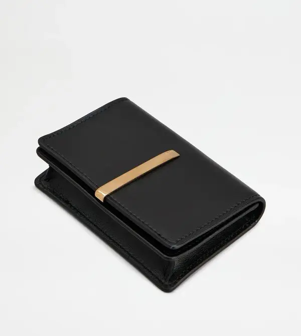 TOD'S Bar Snap Buttoned Wallet - Black