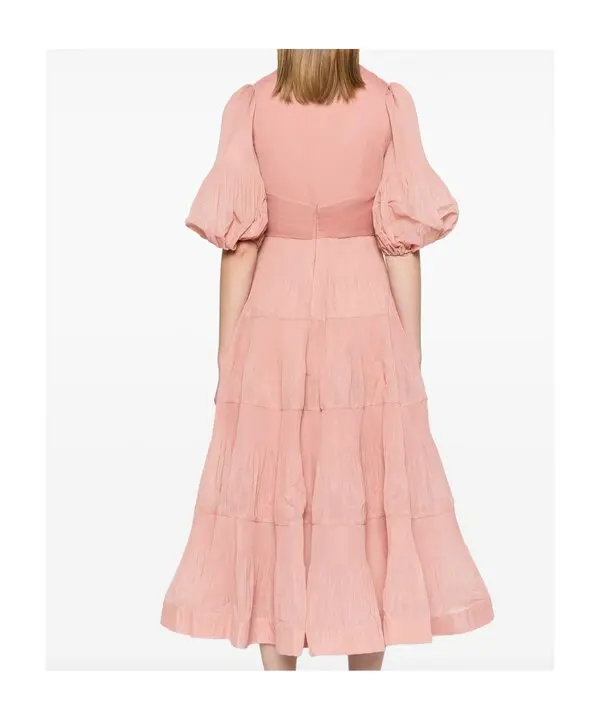 Zimmermann V-neck Short-sleeved Pleated Dress