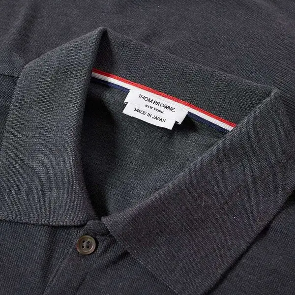 Thom Browne Contrast Trim Pocket Polo Shirt - Dark Grey