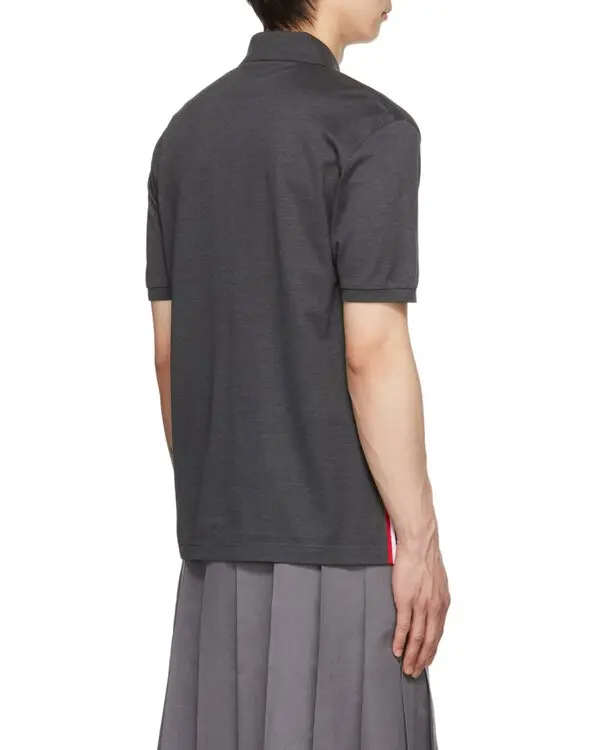 Thom Browne Contrast Trim Pocket Polo Shirt - Dark Grey