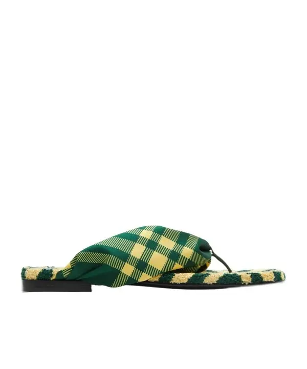 Burberry Checked Thong-strap Pool Flat Slides - Primrose Color