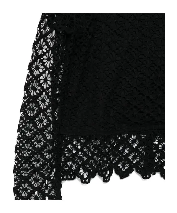 Isabel Marant Étoile Ludivine Lace-trimmed Ruffled Top - Black
