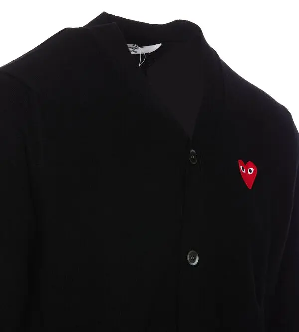 Comme Des Garçons Heart Patch V-neck Cardigan