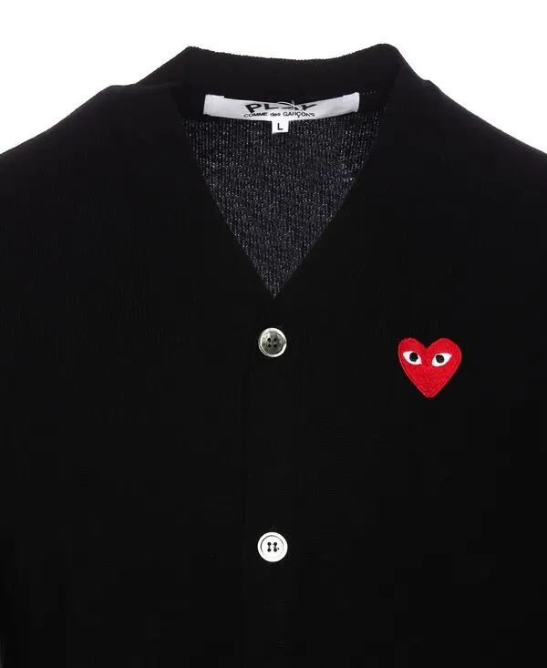 Comme Des Garçons Heart Patch V-neck Cardigan