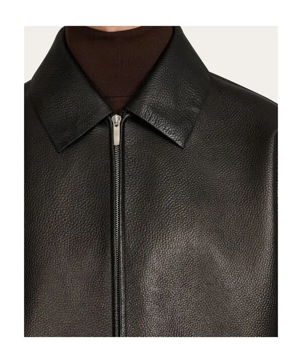 FERRAGAMO Leather Zip-up Jacket