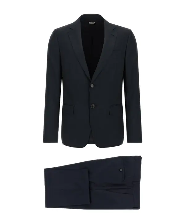 Zegna Pinstripe Single Breasted Suit Set - Blue