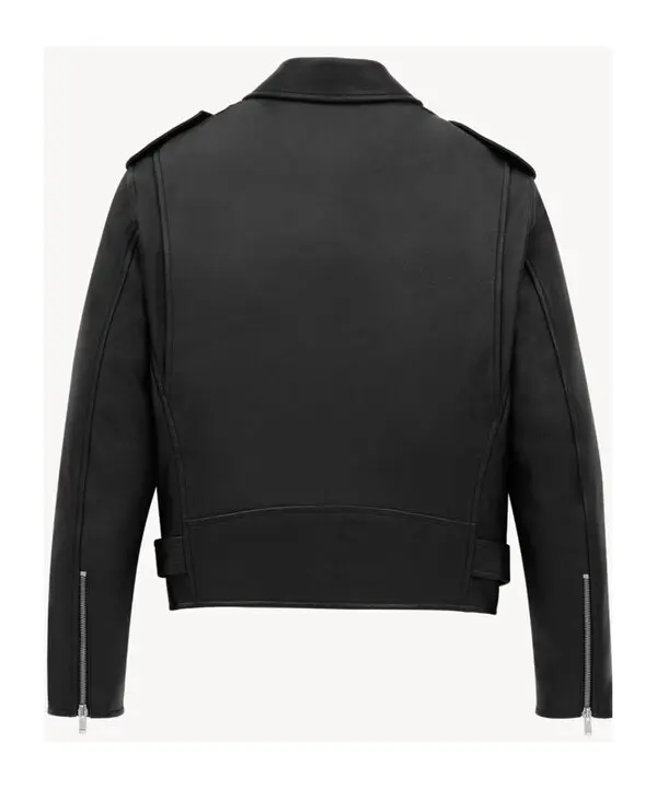 Saint Laurent Zip Detailed Belted Biker Jacket - Black