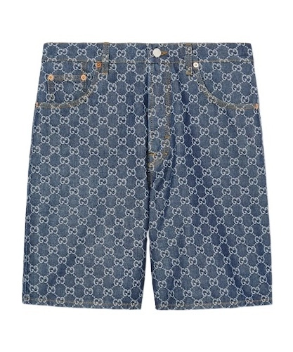 Gucci Low Waist Gg Denim Jacquard Shorts