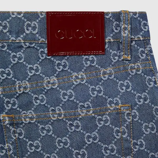 Gucci Low Waist Gg Denim Jacquard Shorts