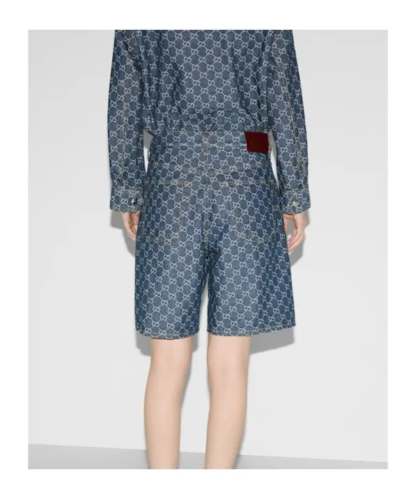 Gucci Low Waist Gg Denim Jacquard Shorts
