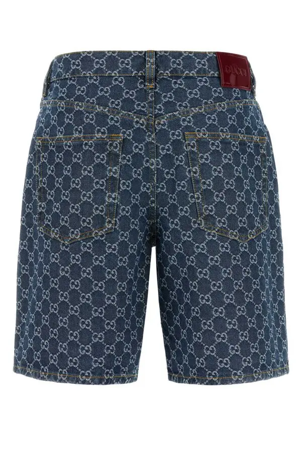 Gucci Low Waist Gg Denim Jacquard Shorts