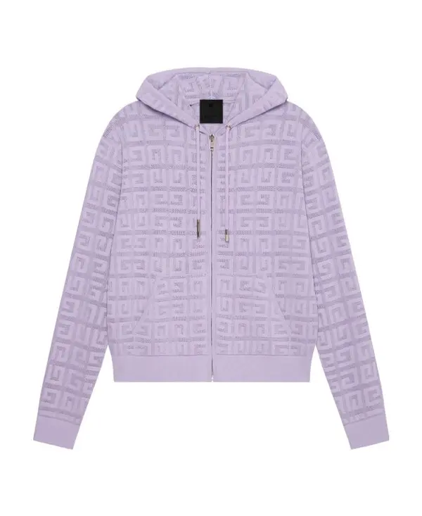Givenchy 4g Monogram Lace Zip-up Hoodie - Lavender
