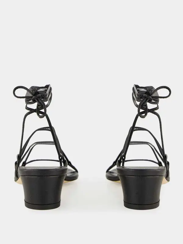 Manolo Blahnik Strappy Slingback Sandals With Tie Fastening - Black