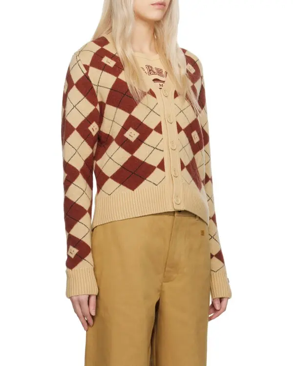 Acne Studios Logo-appliqué Diamond-pattern Cardigan