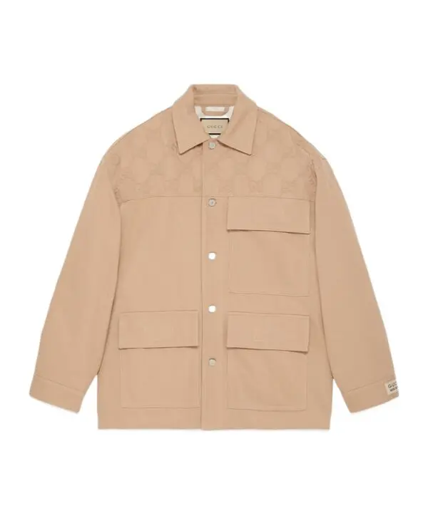 Gucci Gg Detail Denim Jacket - Nude