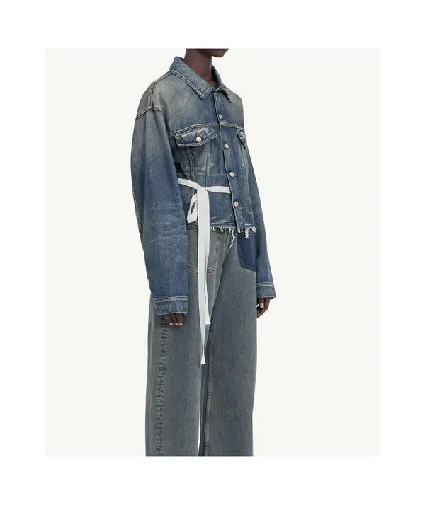 MAISON MARGIELA Cropped Denim Jacket With Raw Hem